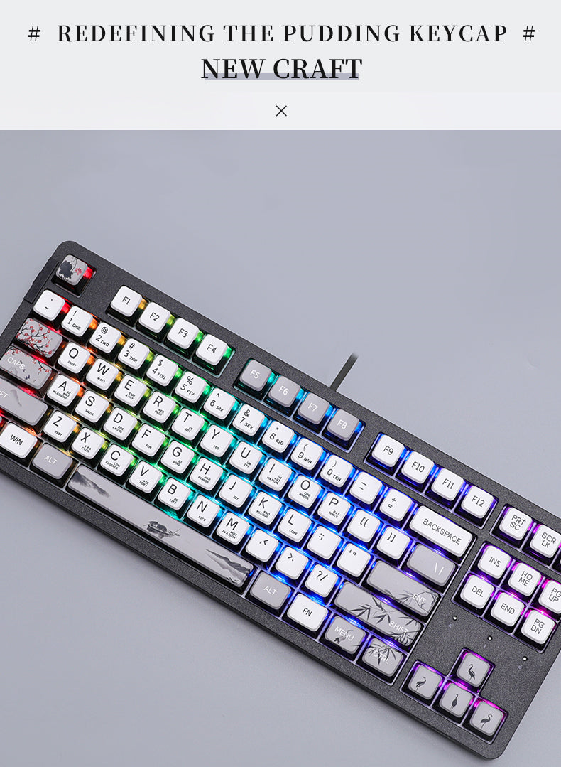 Gradient PBT Keycap Set 117 Keys, Mechanical Keyboard Caps with Puddin ...
